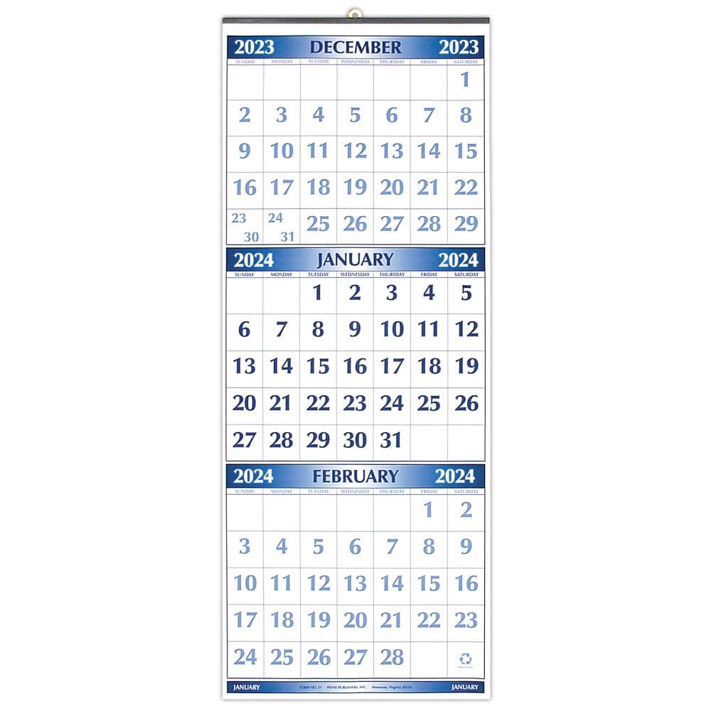 Three Month 2024 Wall Calendar